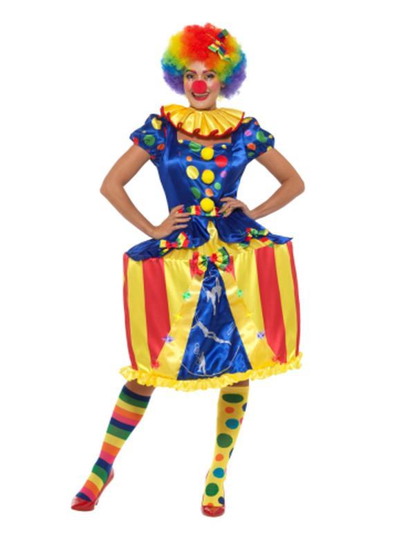 Deluxe LED Carousel Clown Outfit: Dress, Headband, Neck Ruffle – Jokers ...